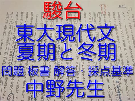 駿台の中野先生による夏期冬期の東大現代文フルセット 鉄緑会 河合塾 東進 メルカリ