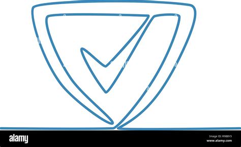Continuous Line Drawing Illustration Of A Shield With Check Mark