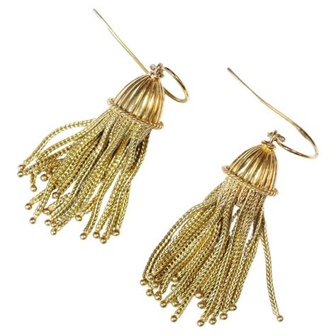 Antique Tassels Earrings In Yellow Gold 18 Karats Victorian Earrings