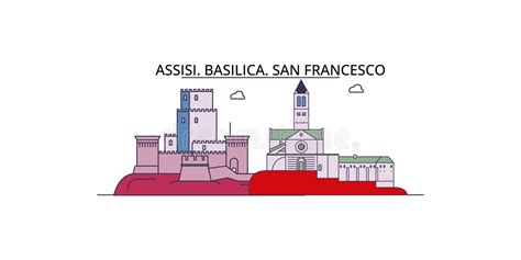 Italy Assisi Basilica Of Saint Francis Travel Landmark Vector