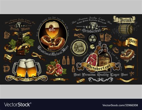 Set Beer Elements Royalty Free Vector Image Vectorstock