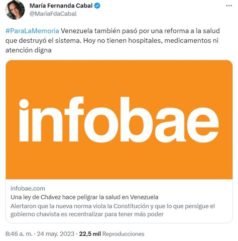 María Fernanda Cabal advirtió que Venezuela también pasó por una reforma a la salud que