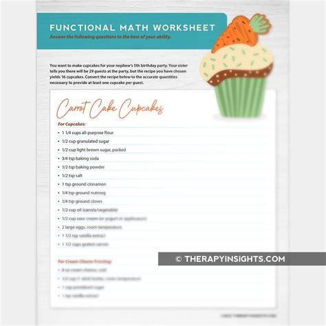 Functional Math Worksheet Adult And Pediatric Printable Resources For Speech And Occupational
