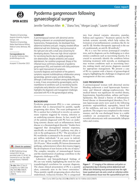 Pdf Pyoderma Gangrenosum Following Gynaecological Surgery
