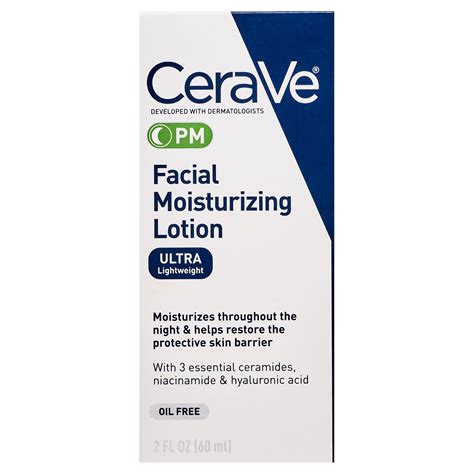 Cerave Pm Nighttime Facial Moisture For Sensitive Skin Hydrating Oil Free Cream 2 Fl Oz
