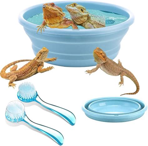 Foldable Bearded Dragon Bathtub With 2 Piece Set Bathing Brush Bearded Dragon