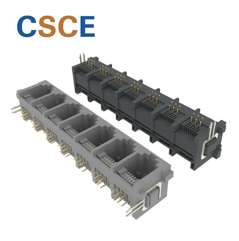6p 1x7 Ports Rj12 Modular Pcb Jack With Right Angle Rj11 Connector