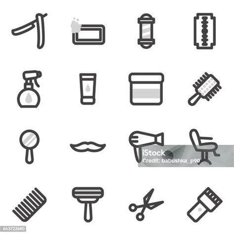 미용실 미용실에 턱수염과 콧수염 면도 스타일링 액세서리의 테마에 벡터 아이콘 세트 0명에 대한 스톡 벡터 아트 및 기타 이미지 0명 기업 재무와 산업 디자인 Istock