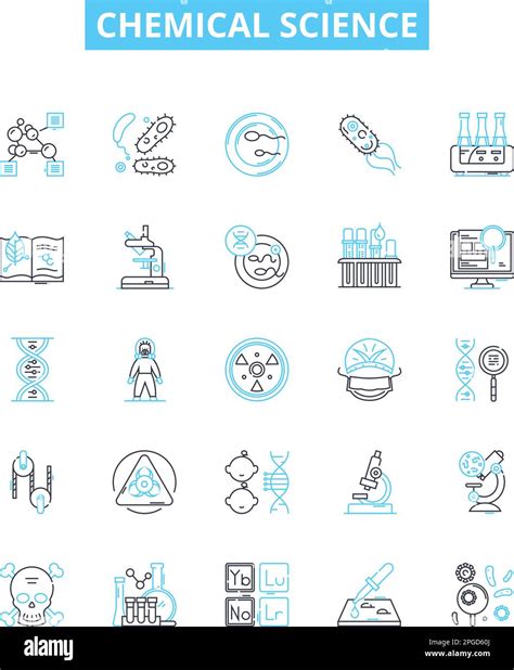Chemical Science Vector Line Icons Set Chemistry Molecules Reactants