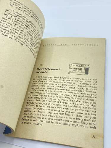 Ww2 British Hm Forces Release And Resettlement Booklet