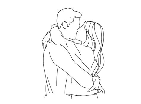 Qué Pareja Tan Linda Dibujo De Línea Vector Premium