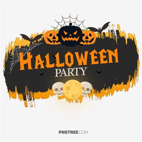 간단한 할로윈 일러스트 호박 파티 디자인 검은 글꼴 글꼴 박쥐 Png 일러스트 및 Psd 이미지 무료 다운로드