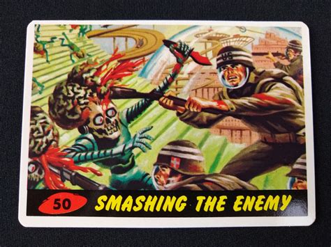 Mars Attacks Topps 1994 50 Smashing The Enemy Cyborg One