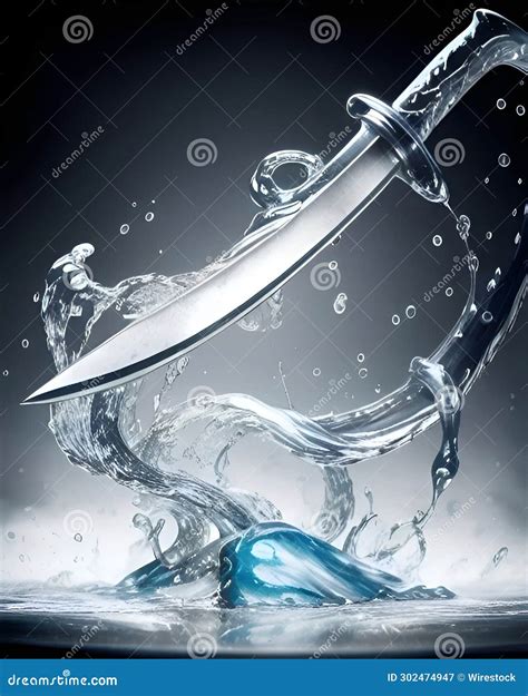 Ai Generated Glass Knife Submerged In Water Stock Illustration