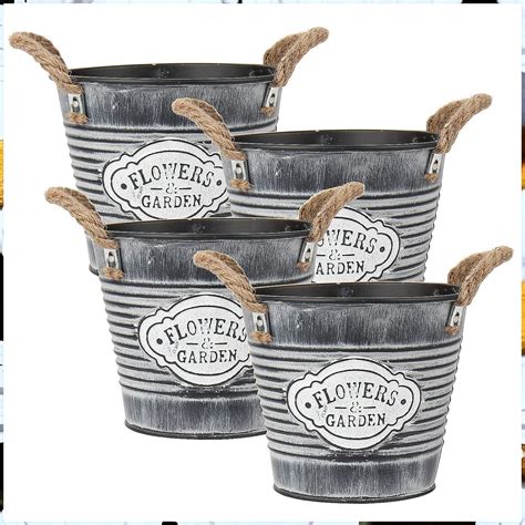 Galvanized Flower Buckets For Home Decor