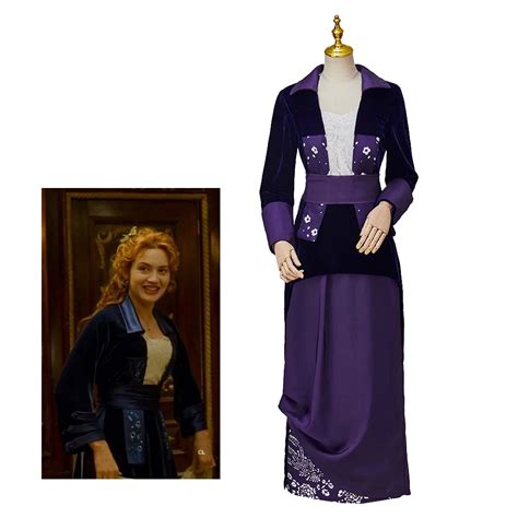 Titanic Rose Cosplay Costume Rose Dewitt Bukater Titanic Dress Blue