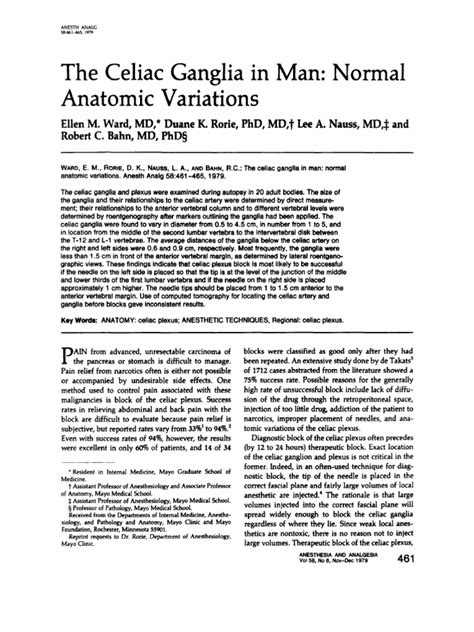 The Celiac Ganglia In Man Normal Anatomic 4 Pdf Vertebra Aorta