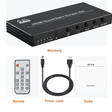 1 4K HDMI Multiviewer 4X1 1080P Quad Screen Multi Viewer 4 In 1 Seamless Hdmi Switcher Switch