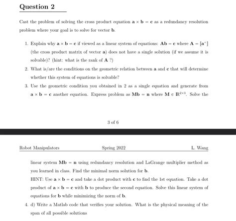 Solved Question Cast The Problem Of Solving The Cross Chegg