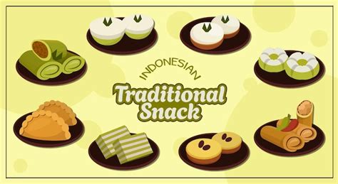 Premium Vector Indonesian Traditional Snack Illustration Set