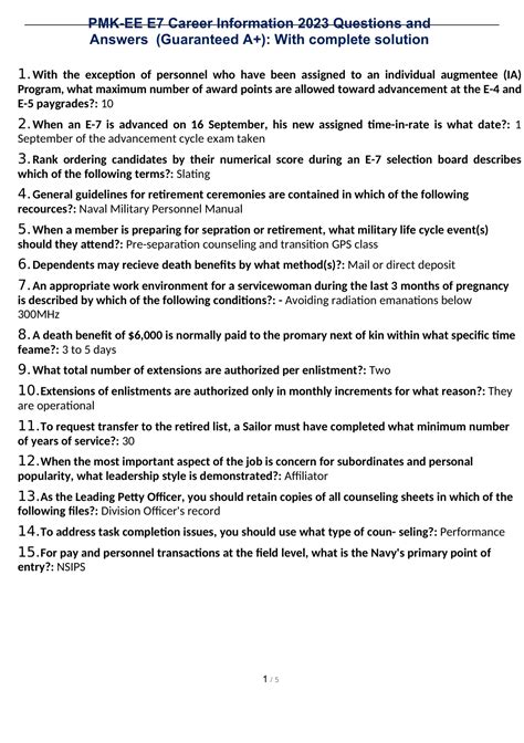 Pmk Ee E7 Career Information 2023 Questions And Answers Guaranteed A With Complete Solution