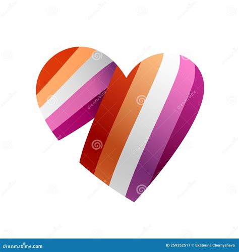 Ribbon In The Form Of A Lesbian Pride Flag In The Shape Of A Heart A