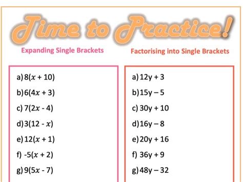 Expanding And Factorising Into Single Brackets Teaching Resources