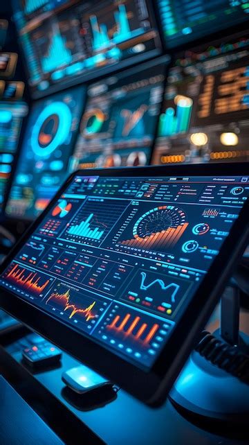 Ultrarealistic Hightech Dashboard For Data Analytics Modern Office Setting With Ai Integration