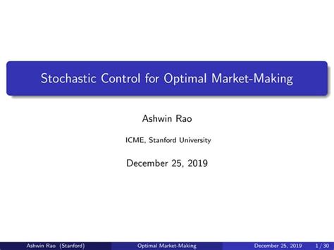 Stochastic Controlreinforcement Learning For Optimal Market Making Ppt