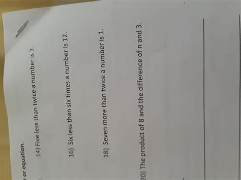 Help Me Please Translate Each Verbal Phrase Into An Algebraic