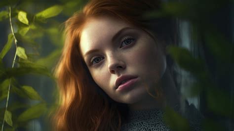 Premium Photo Redhead Model In The Forest Redhead Woman In The Woods