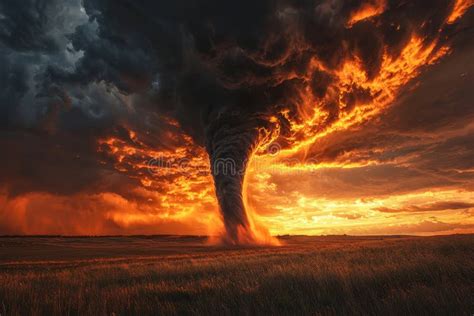 Tornado Cloud Formation With Visible Tornado Touching Ground Stock Image Image Of Rain