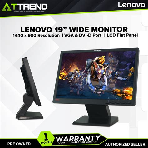 Lenovo Wide Monitor With Stand For Desktop Pc Laptop Cctv Compatible Used Monitor