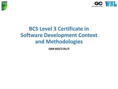 PPT BCS Level Certificate In Software Development Context And Methodologies PowerPoint