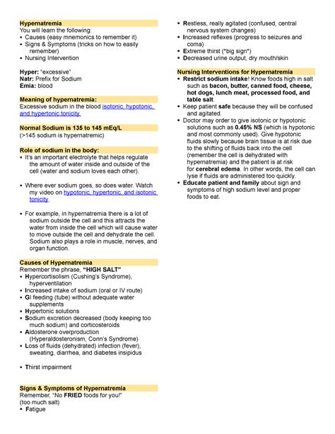 Hypernatremia Fabs Hypernatremia You Will Learn The Following Causes Easy Mnemonics To