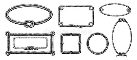 Lasso Frame Rope Circle Border Round Nautical Design Element In Retro