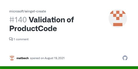 Validation Of ProductCode Issue Microsoft Winget Create GitHub