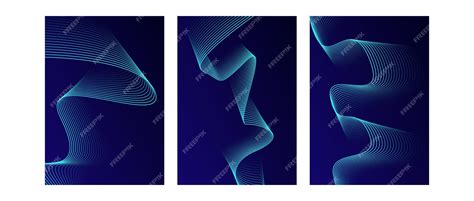 Premium Vector Set Of Abstract Glowing Wave Lines On Dark Blue Background Dynamic Wave Pattern