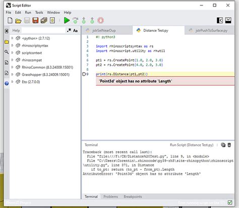 Rs Distance Python Can T Compute Distance Between Points Scripting McNeel Forum