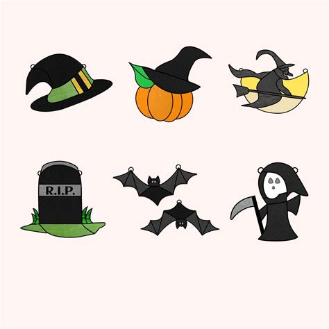 Halloween Stained Glass Pattern Pack Digital Download Ozglassart