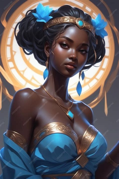 Premium Photo Anime A Woman Dark Skin Female Goddess Of Love