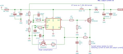 Fixed Output Boost Converter Using UC3843 Electronics Notes