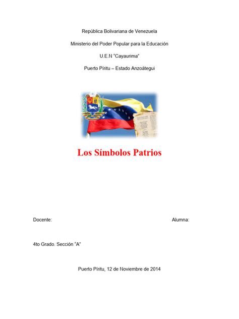 Símbolos Patrios De Venezuela Pdf Símbolos Nacionales Venezuela