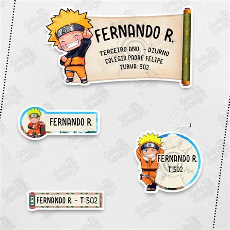 160 Etiquetas Personalizadas Escolares Naruto Produtos Elo7