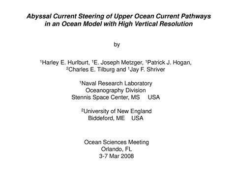 Abyssal Current Steering Of Upper Ocean Current Pathways In An Ocean