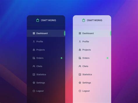 Glassmorphism Sidebar Design