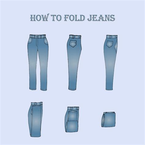 Como dobrar calças jeans calças jeans Vetor Premium