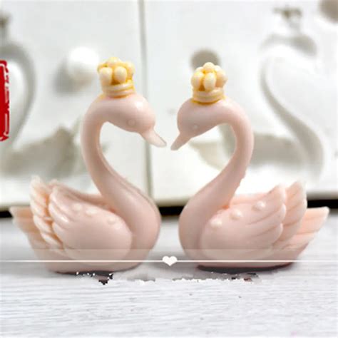 Grainrain Chocolate Molds Silicone Soap Mold Bird Pair Swans Craft Fondant Cake Decoration In