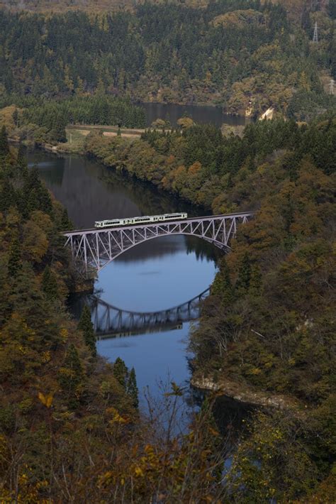 第一只見川橋梁と紅葉 By Sinθ （id：12091834） 写真共有サイトphotohito