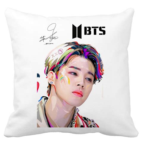 Perna Personalizata Jimin BTS 40x40 Cm Alba Mata Husa Detasabila